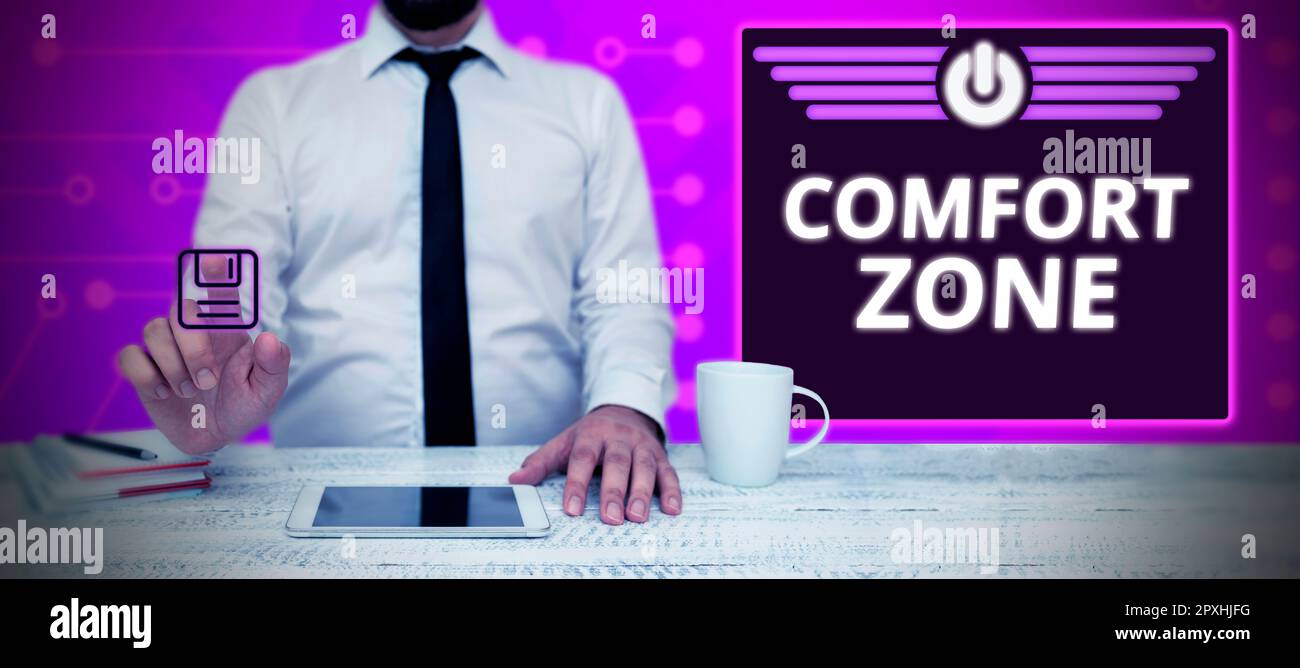 Légende conceptuelle zone de confort, mot pour Une situation où l'on se ...