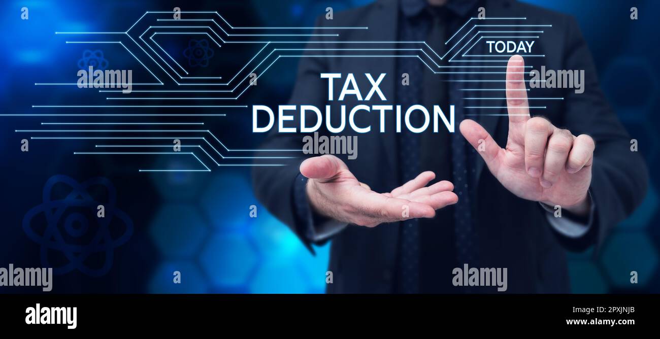 Affiche indiquant déduction d'impôt, mot écrit sur le montant soustrait ...