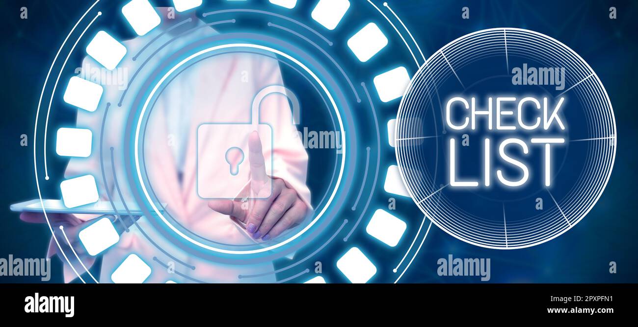 Légende de texte présentant la liste de vérification, les éléments d ...