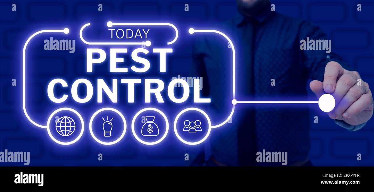 Légende du texte présentant la lutte antiparasitaire, concept Internet ...