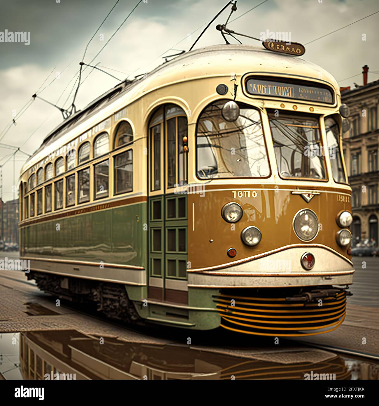 Le tableau capture les trams emblématiques qui sont un point de vue ...