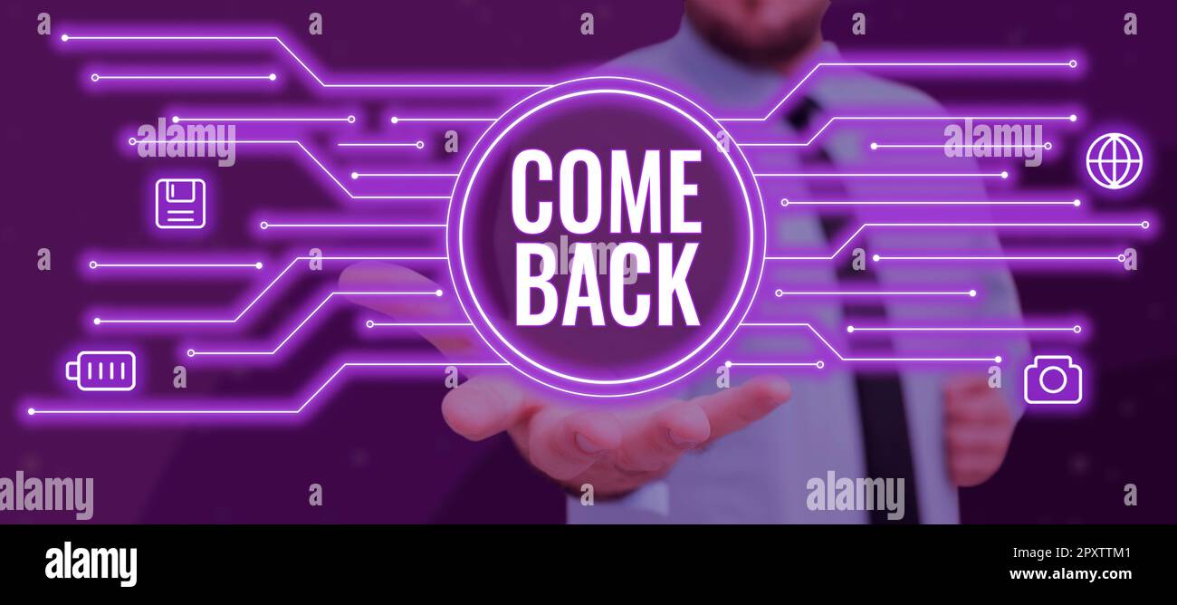 Affichage conceptuel Retour, concept Internet demandant à une personne ...