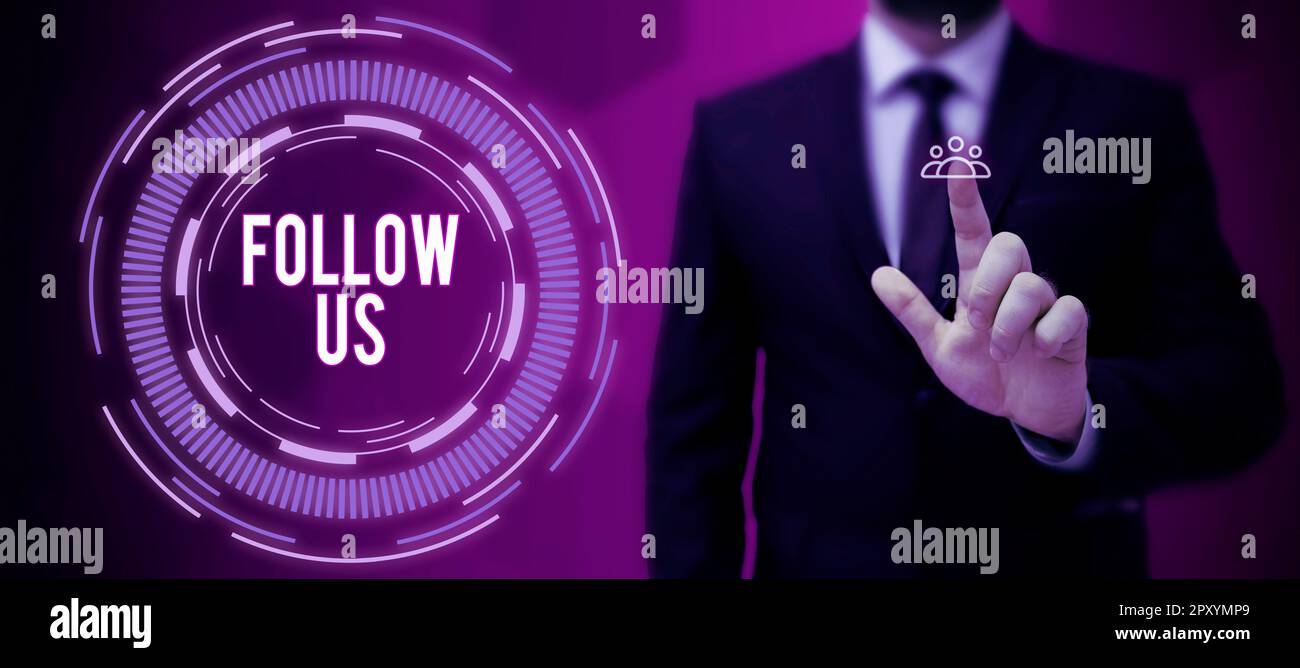 Écrire afficher du texte Suivez-nous, Word écrit sur pour inviter une ...