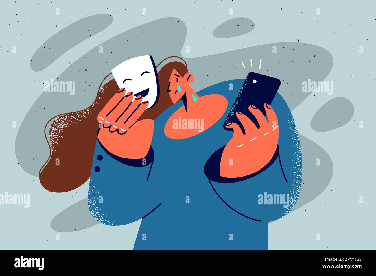 La femme malheureuse de prendre le masque de cri souffrent d ...