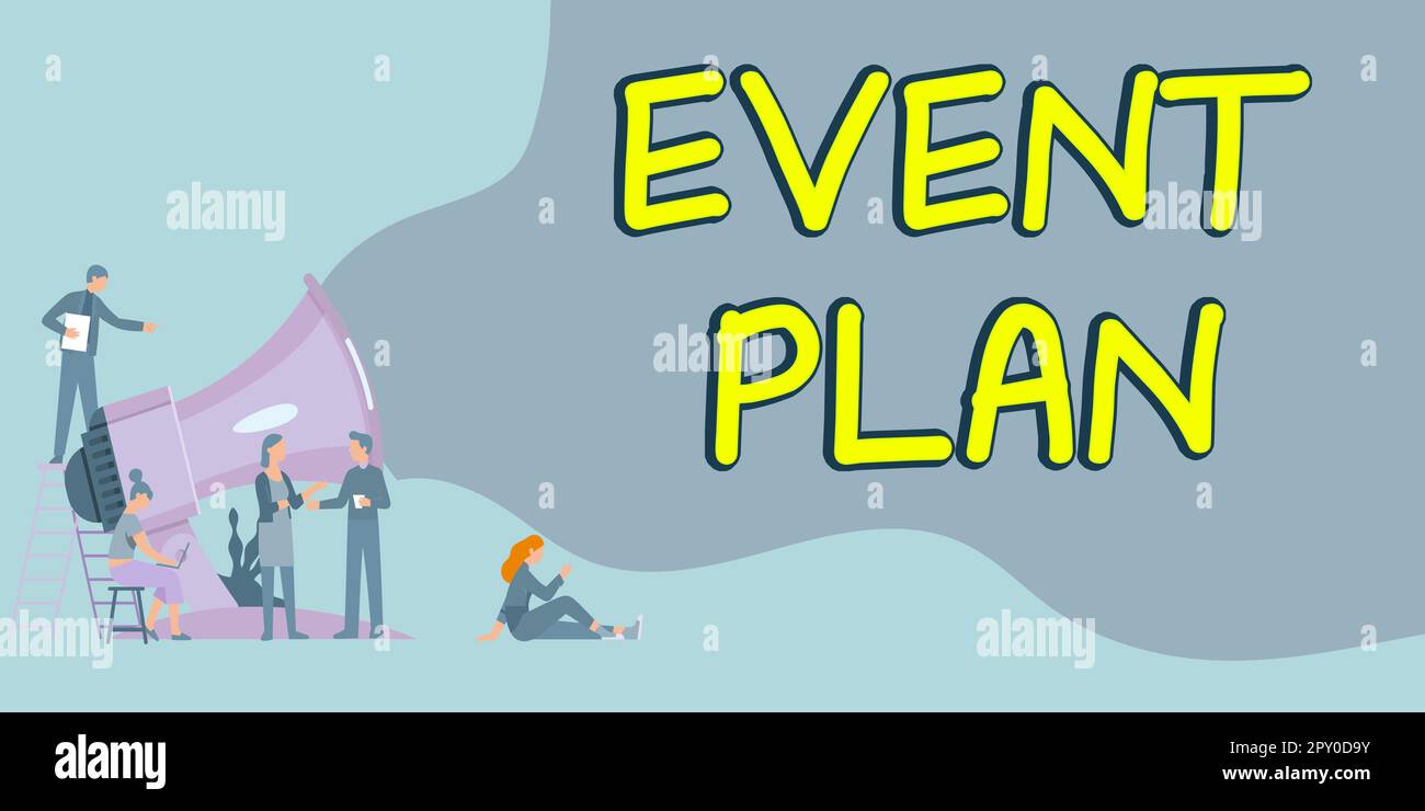 Légende du texte présentant le plan d'événement, mot écrit sur le ...