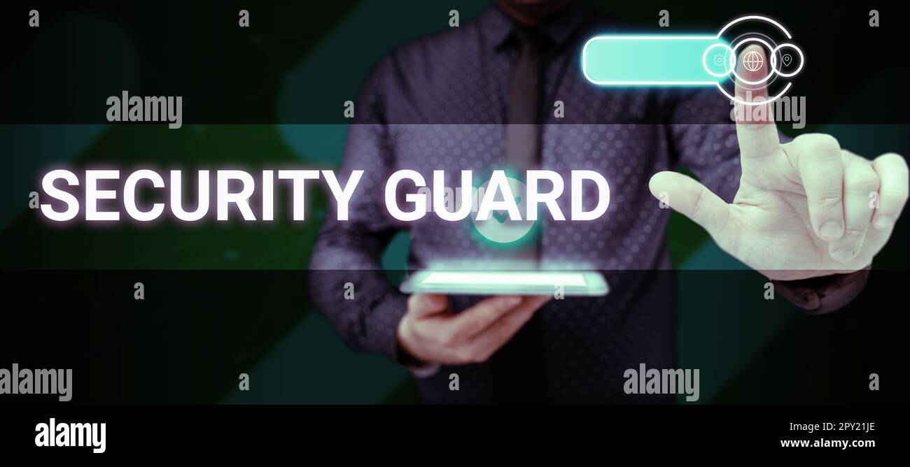 Affiche Security Guard, Word pour les outils utilisés pour gérer ...