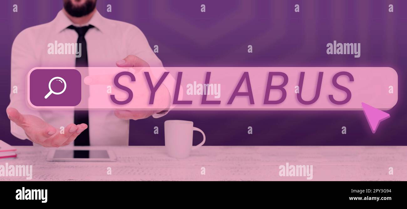 Signature manuscrite Syllabus, photo conceptuelle un résumé d'un ...
