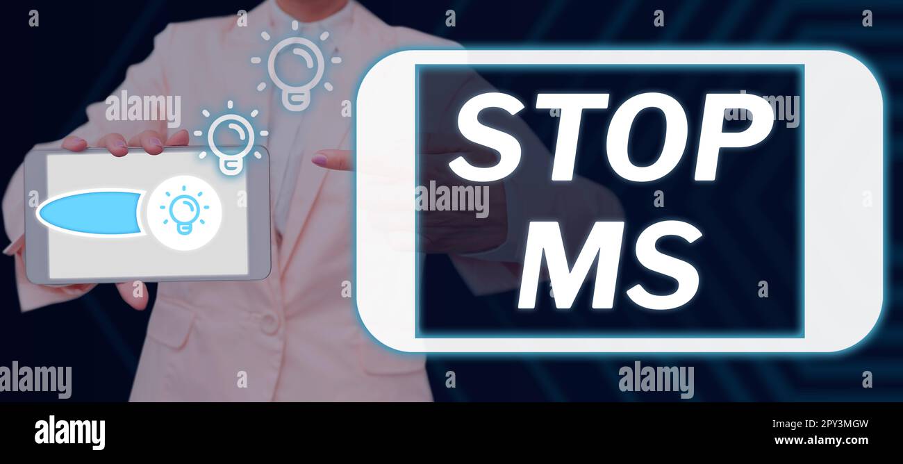 Texte d'écriture Stop MS, mot écrit sur prévenir la maladie marquée par ...