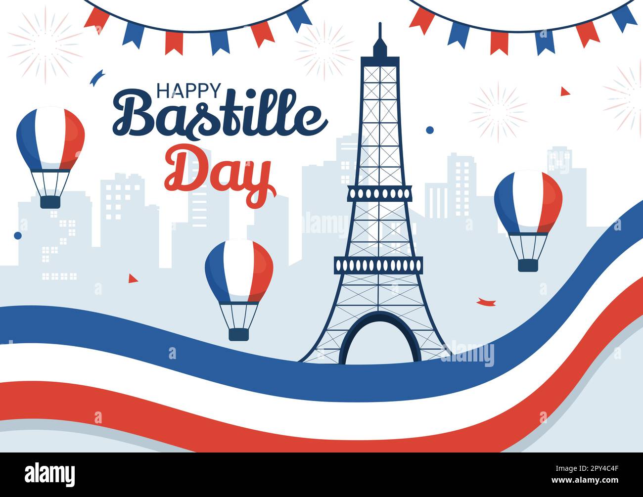 Bonne fête de la Bastille le 14 juillet Illustration vectorielle avec ...