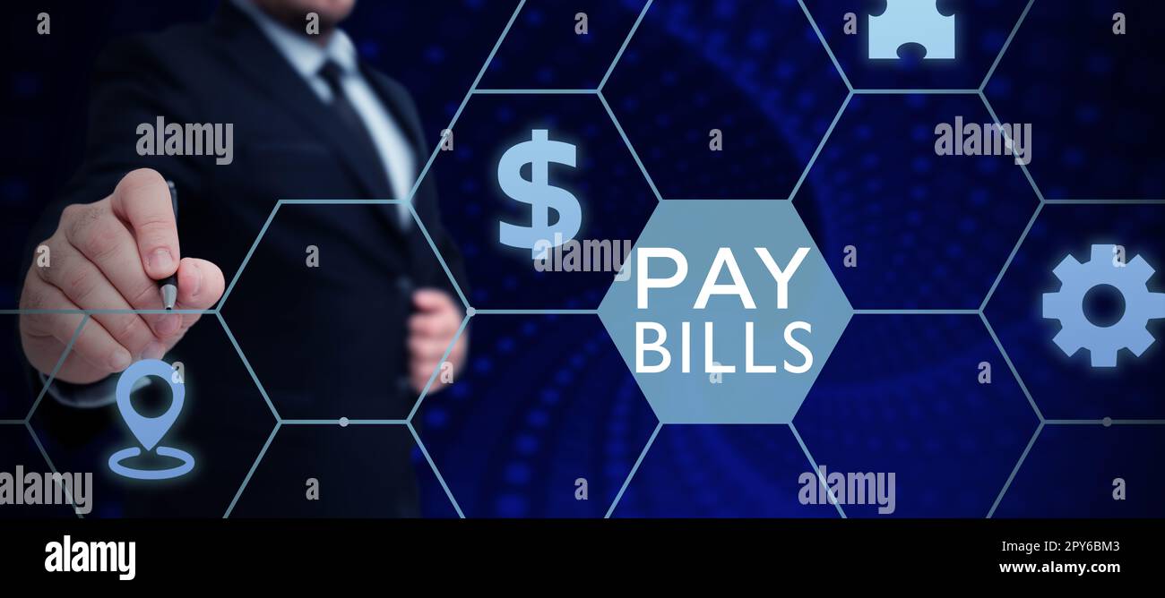 Affiche textuelle indiquant les factures de paiement. Concept ...