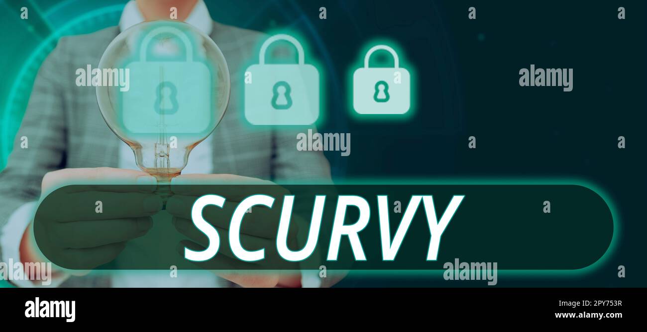 Signe de texte montrant Scurvy, Internet concept maladie causée par un ...