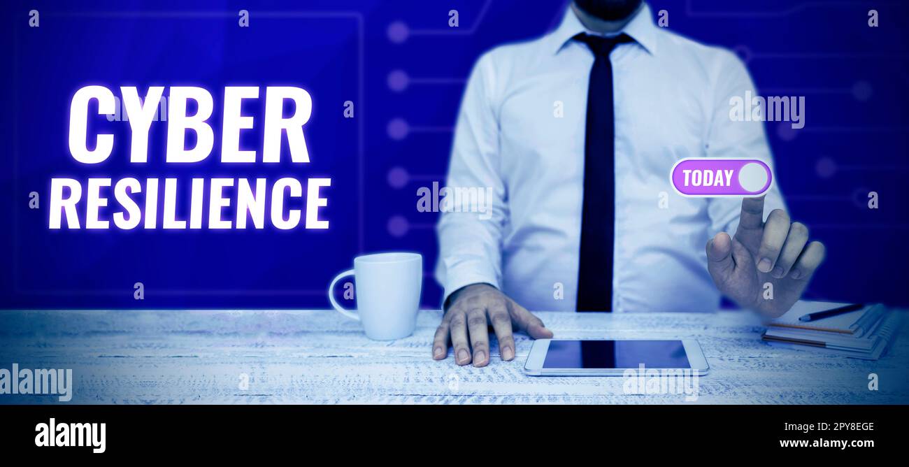 Symbole textuel montrant la résilience cybernétique. Approche métier ...
