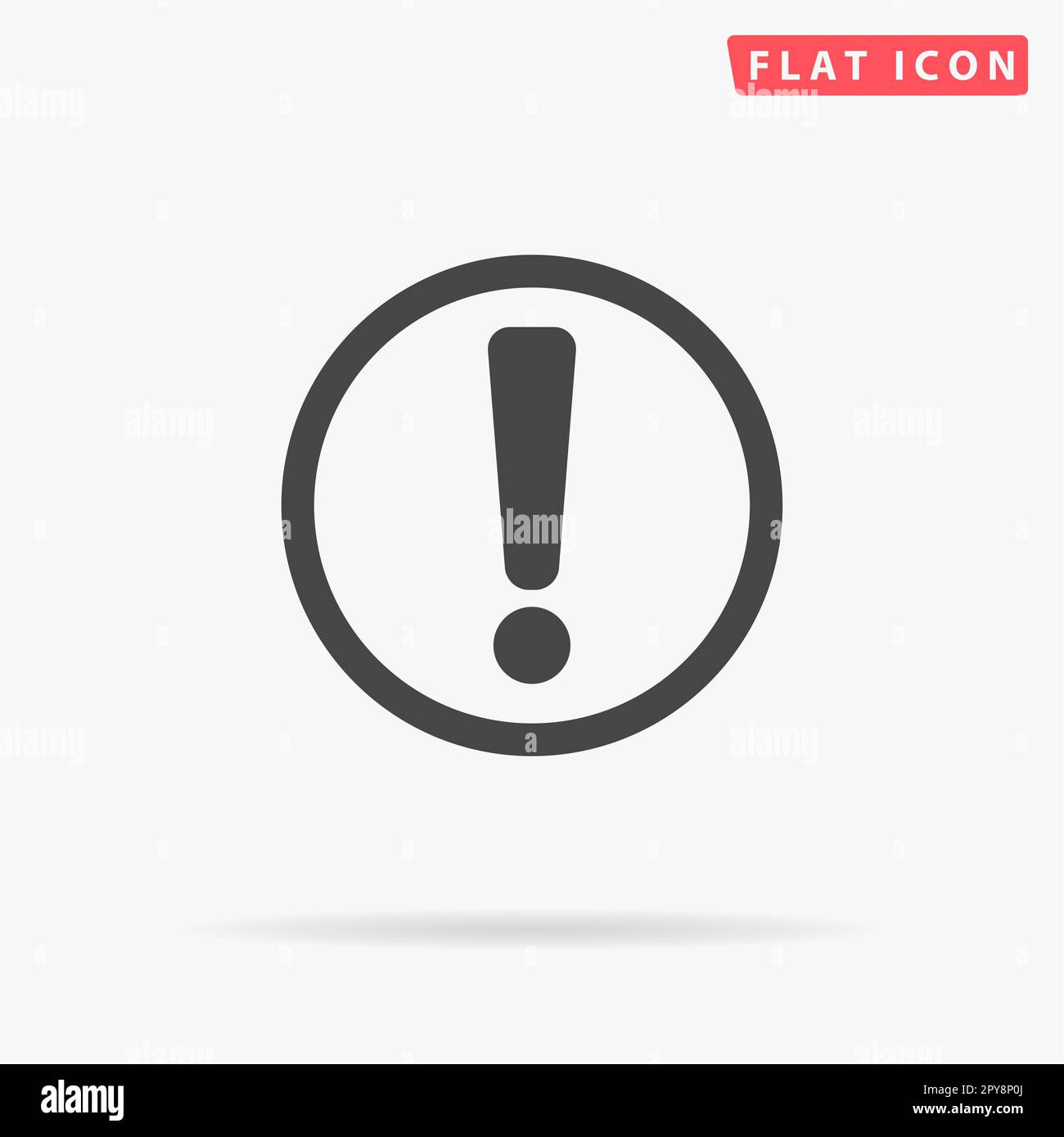 Point d'exclamation. Symbole noir plat simple avec ombre sur fond blanc ...