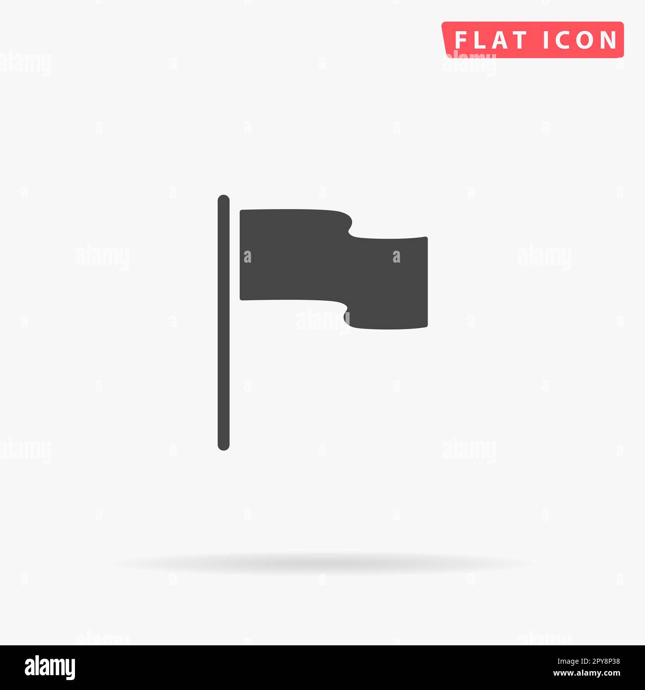 Drapeau. Marqueur de position. Symbole noir plat simple avec ombre sur ...