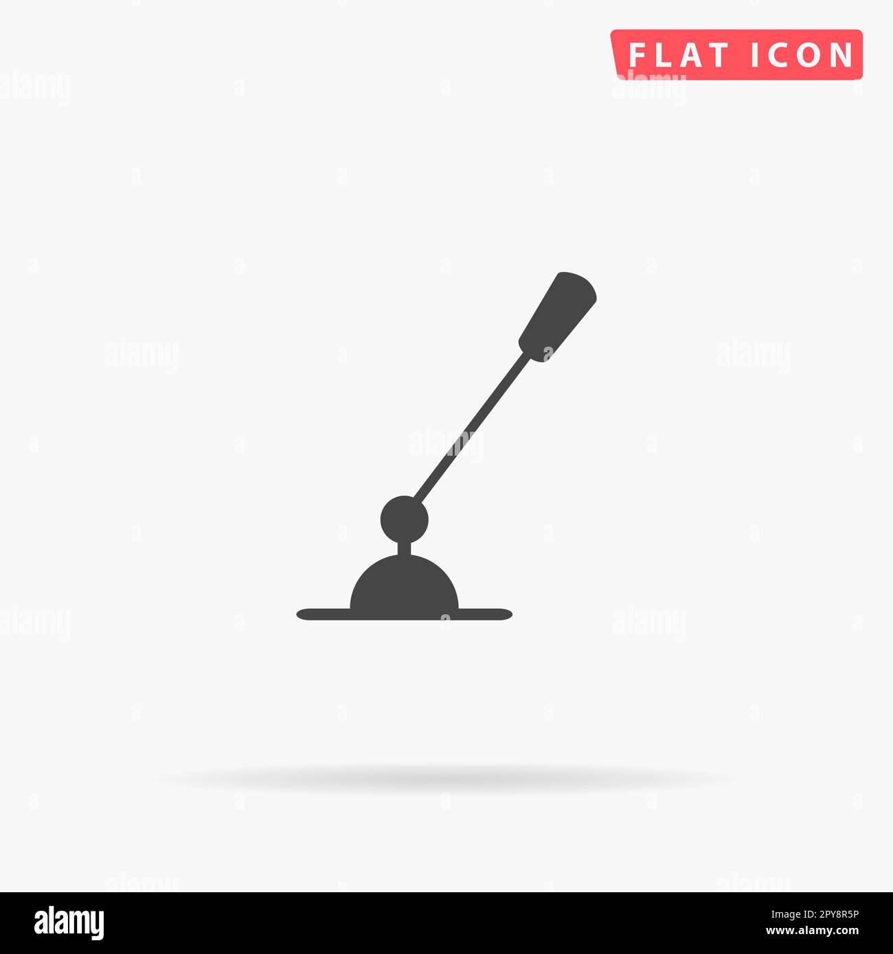 Microphone PC. Symbole noir plat simple avec ombre sur fond blanc. Pictogramme d'illustration ...