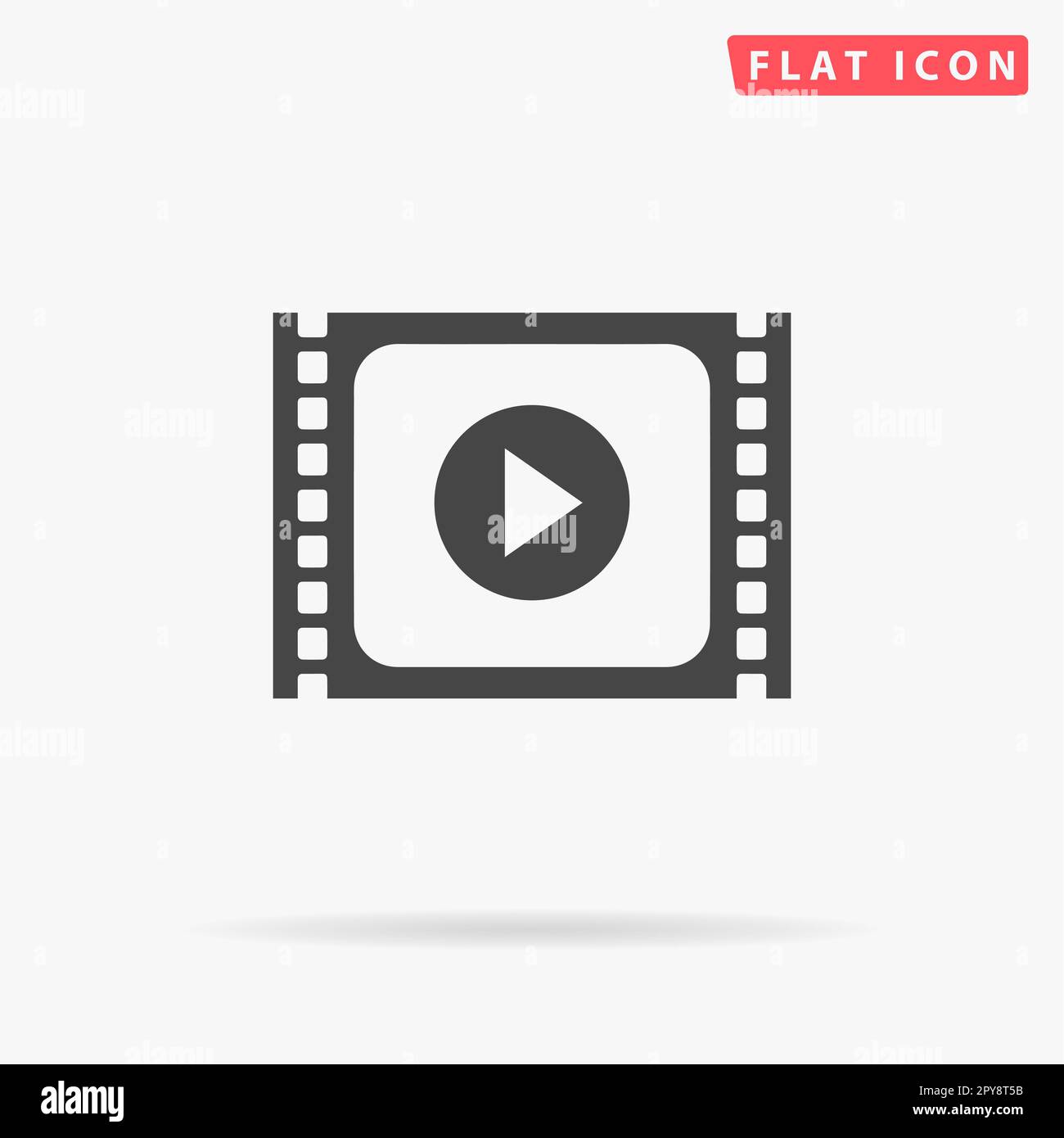 Lecteur multimédia simple. Symbole noir plat simple avec ombre sur fond ...