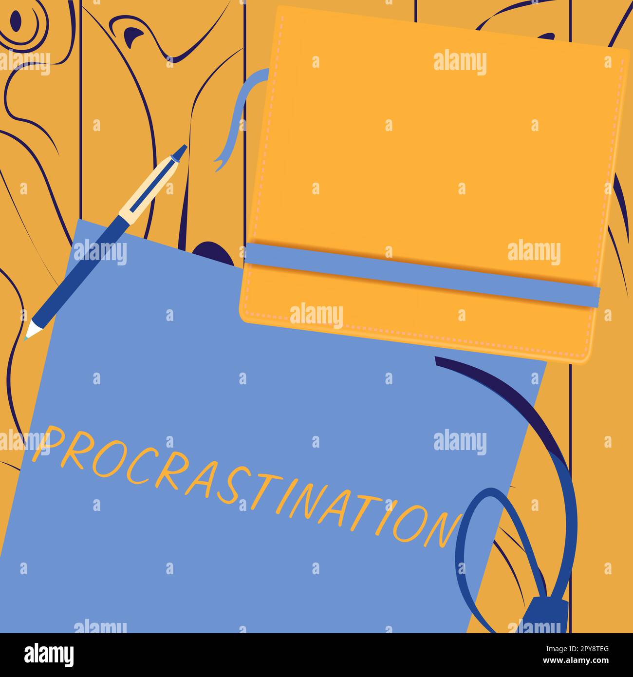 Légende de texte présentant la procrastination. Mot pour le retard ou ...