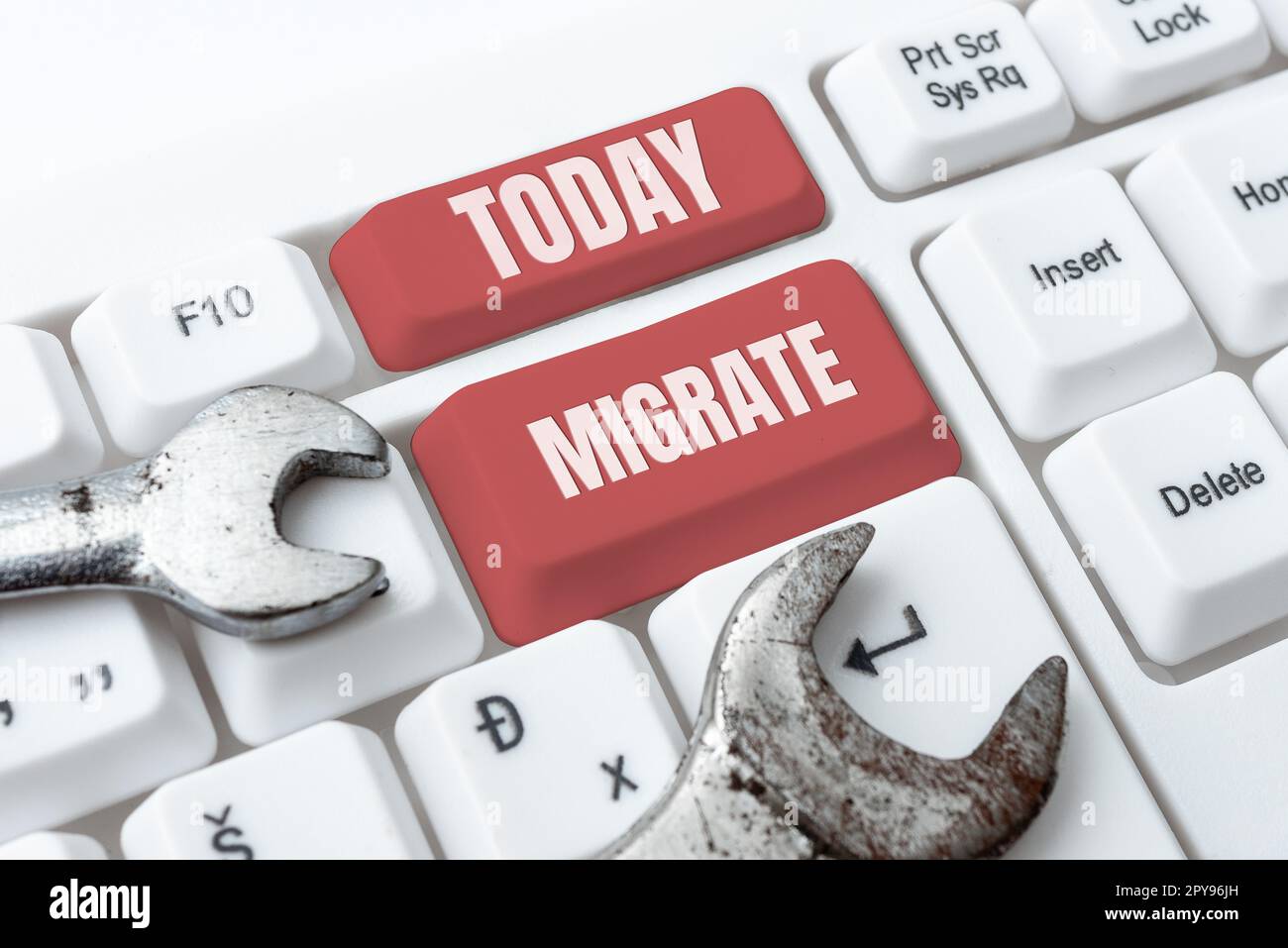 Symbole textuel montrant Migrate, concept signifiant déplacer ou ...