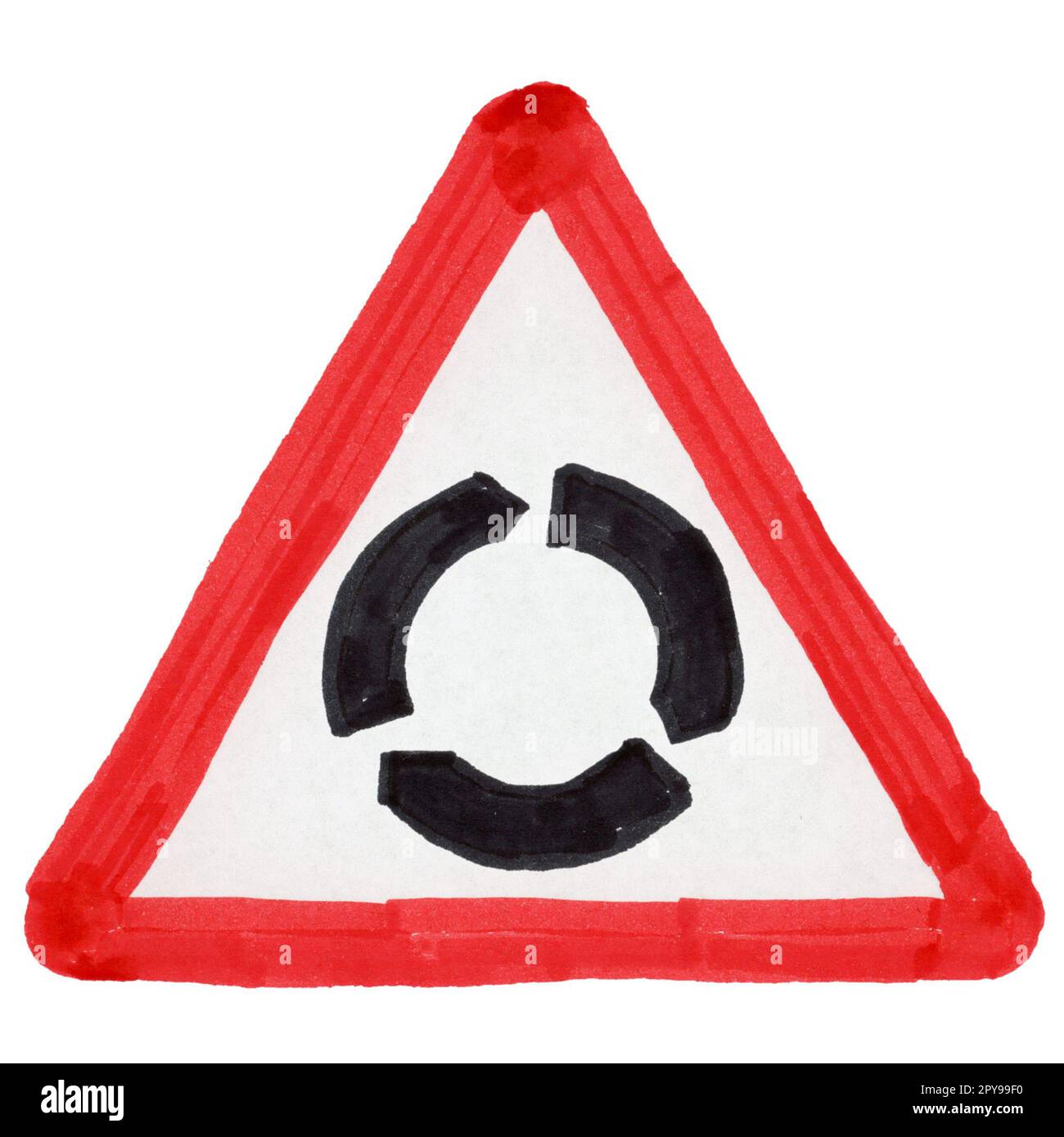 Rond point avec panneau de signalisation Banque d'images détourées - Alamy