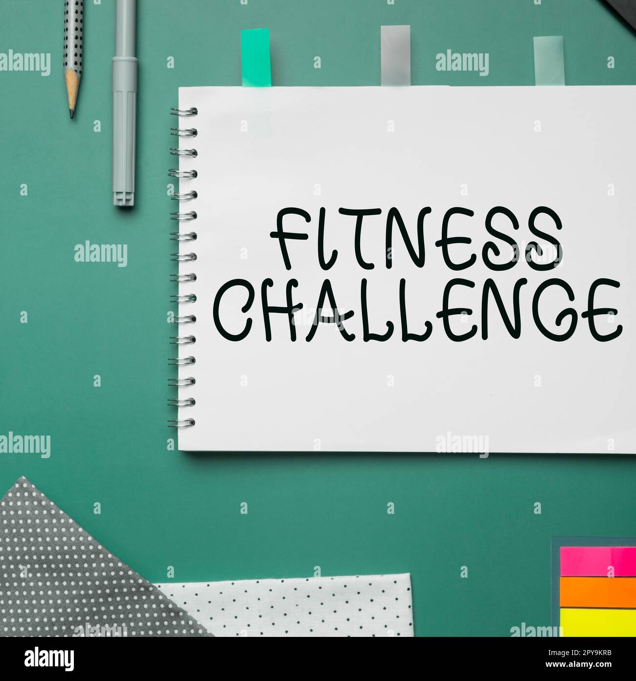 Défi de forme physique de texte d'écriture. Aperçu de l'entreprise ...