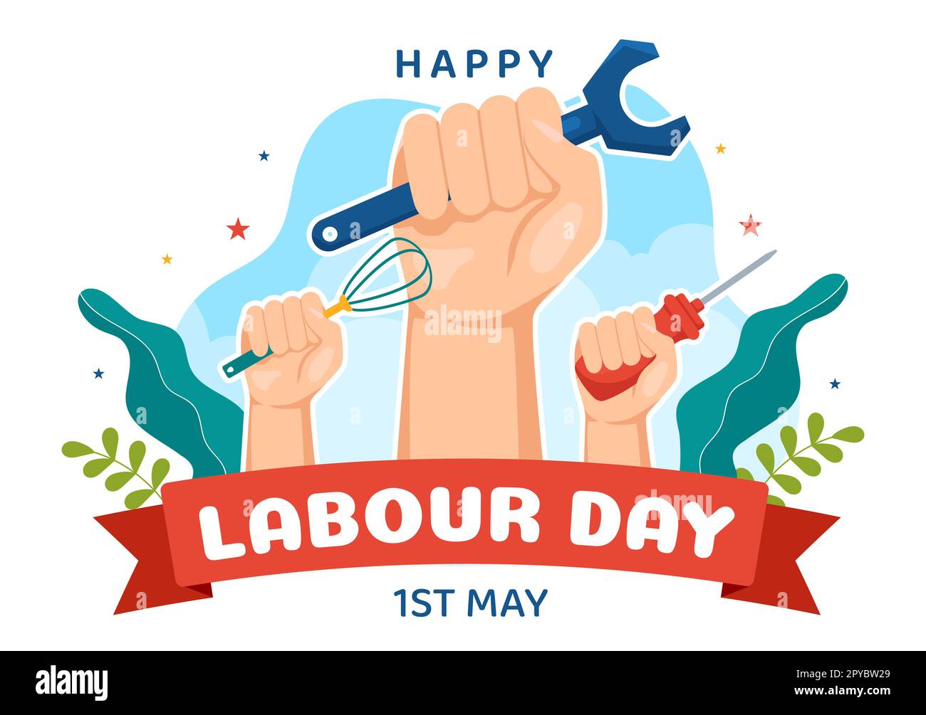 Bonne fête du travail le 1 mai Illustration avec différentes ...