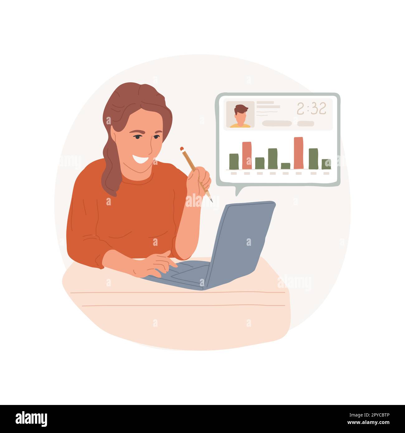 Illustration vectorielle isolée du tableau de bord des statistiques ...