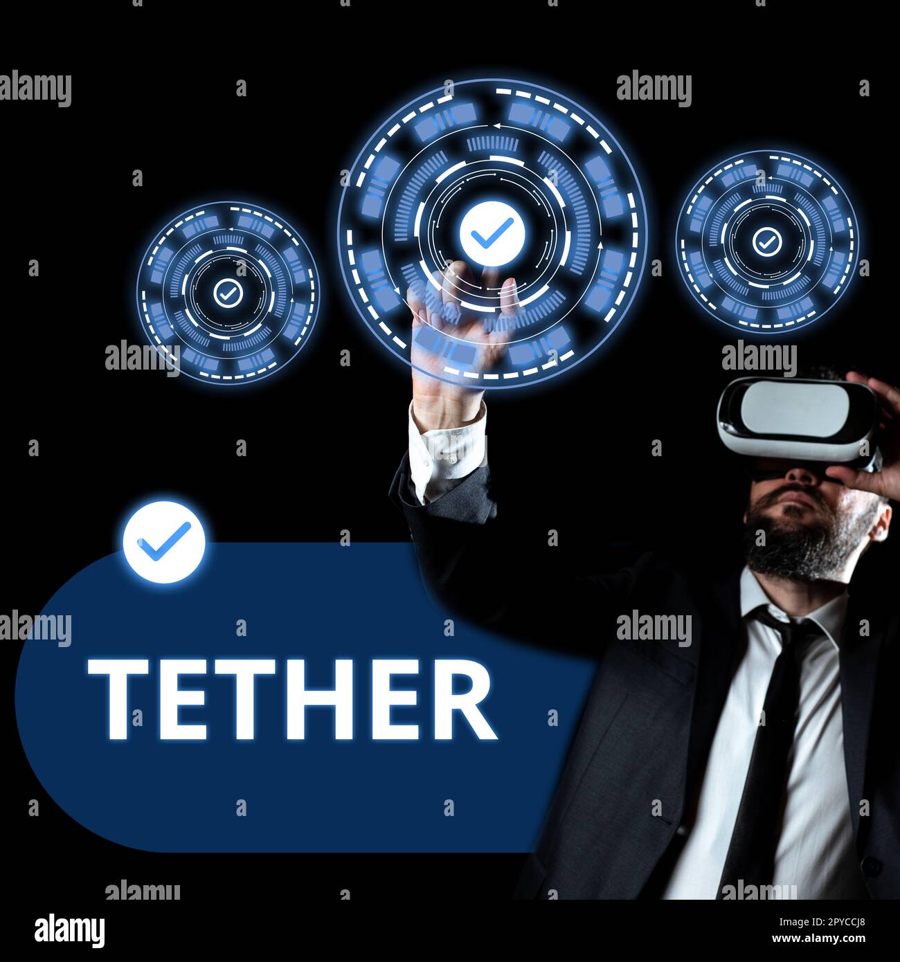 Affichage conceptuel Tether, Word pour utiliser un smartphone afin de ...