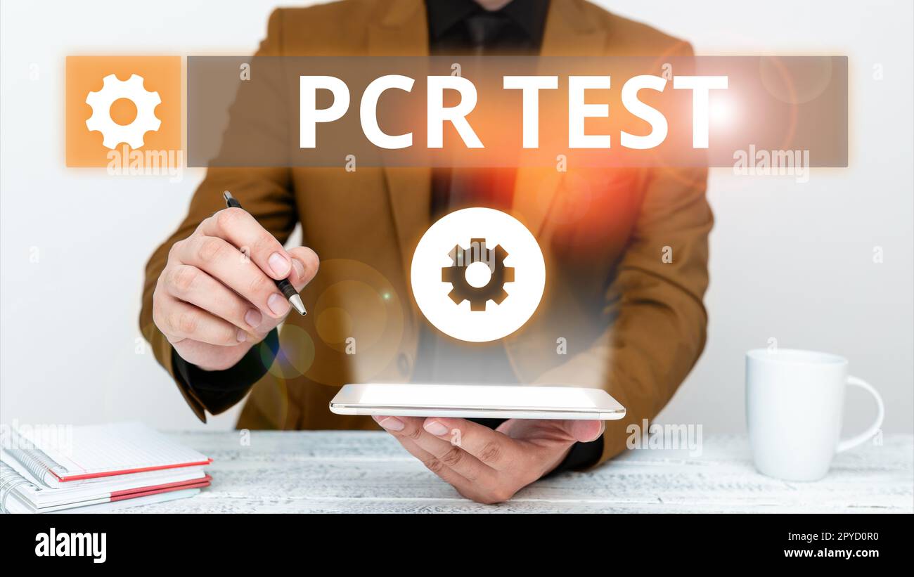 Affiche textuelle indiquant le test PCR. Concept commercial détection ...