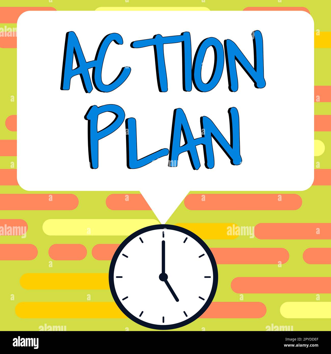 Légende présentant le plan d'action. Mot écrit sur la liste des choses ...