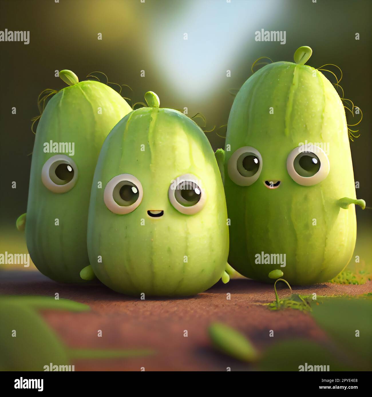 Petits personnages de dessins animés de concombre Photo Stock - Alamy