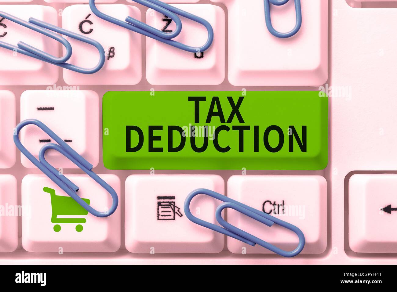 Symbole de texte indiquant la déduction fiscale. Montant du concept ...