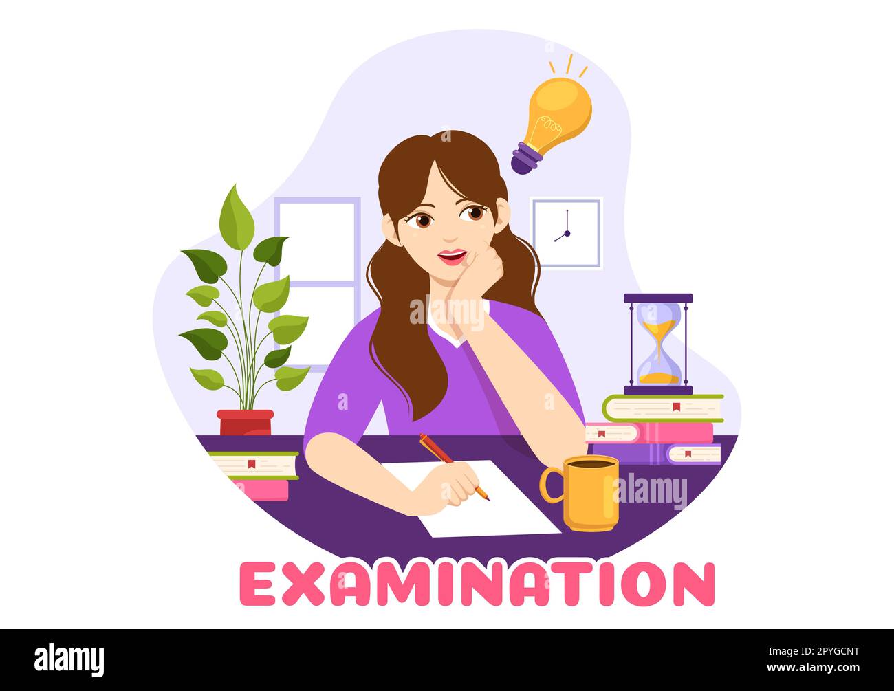 Illustration du papier d'examen avec examen en ligne, formulaire ...