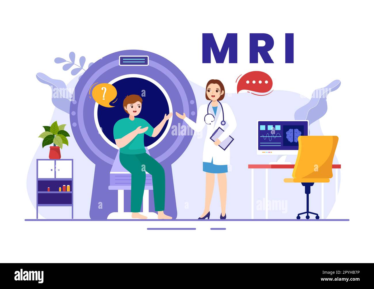 Illustration d'imagerie par résonance magnétique ou IRM avec un médecin ...