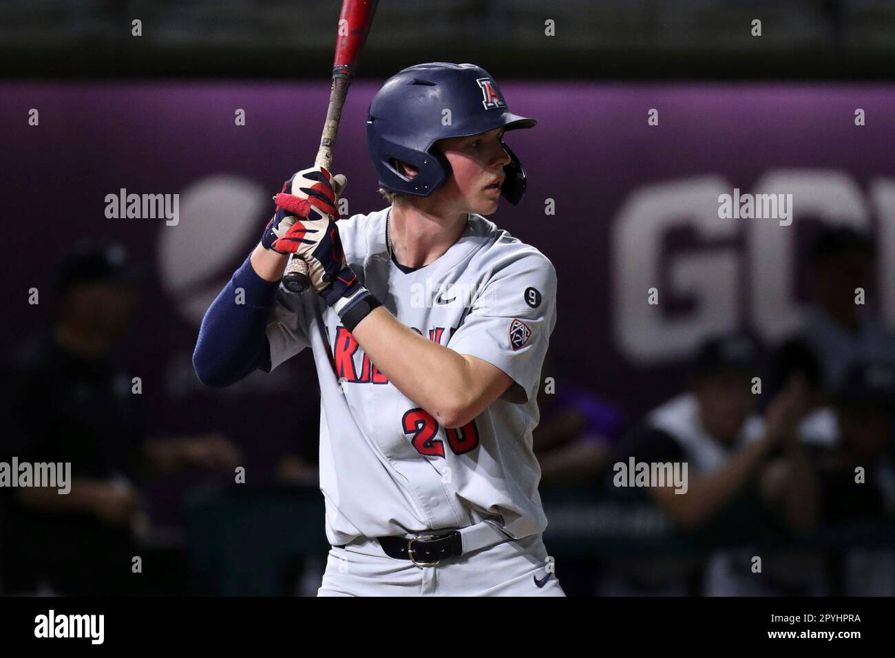 PHOENIX, AZ - MAY 02: Arizona catcher Tommy Splaine (20) at the plate ...