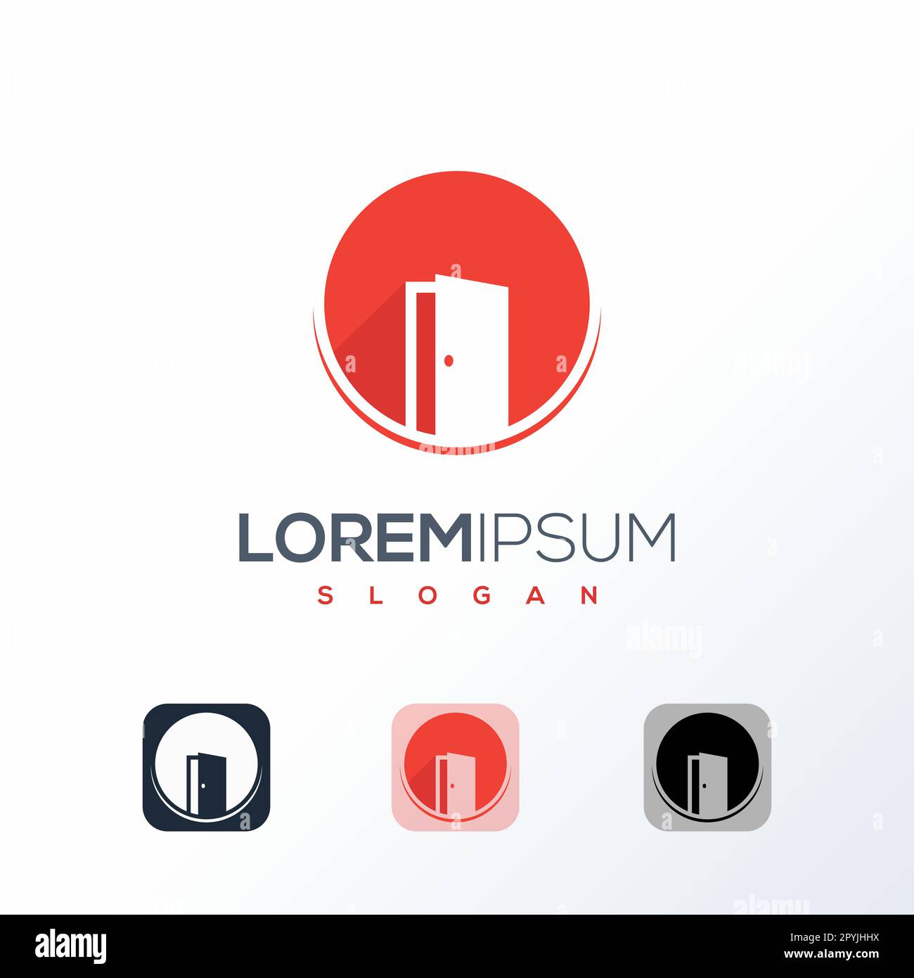 Logo abstrait de la porte ouverte pour la société d'affaires. Élément ...