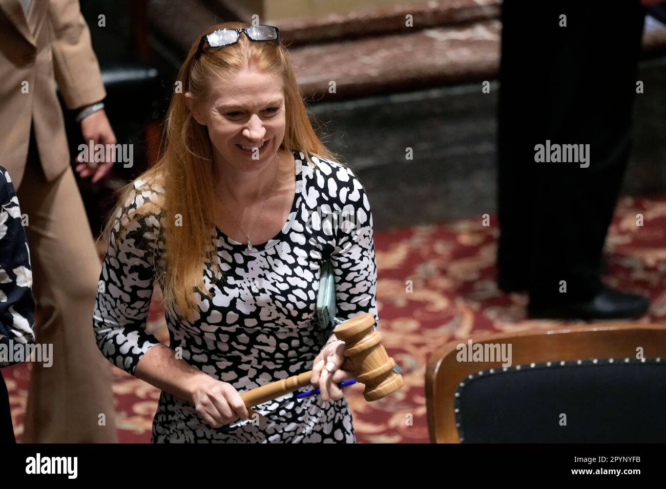 Iowa Senate President Amy Sinclair holds the gavel in the Iowa Senate ...