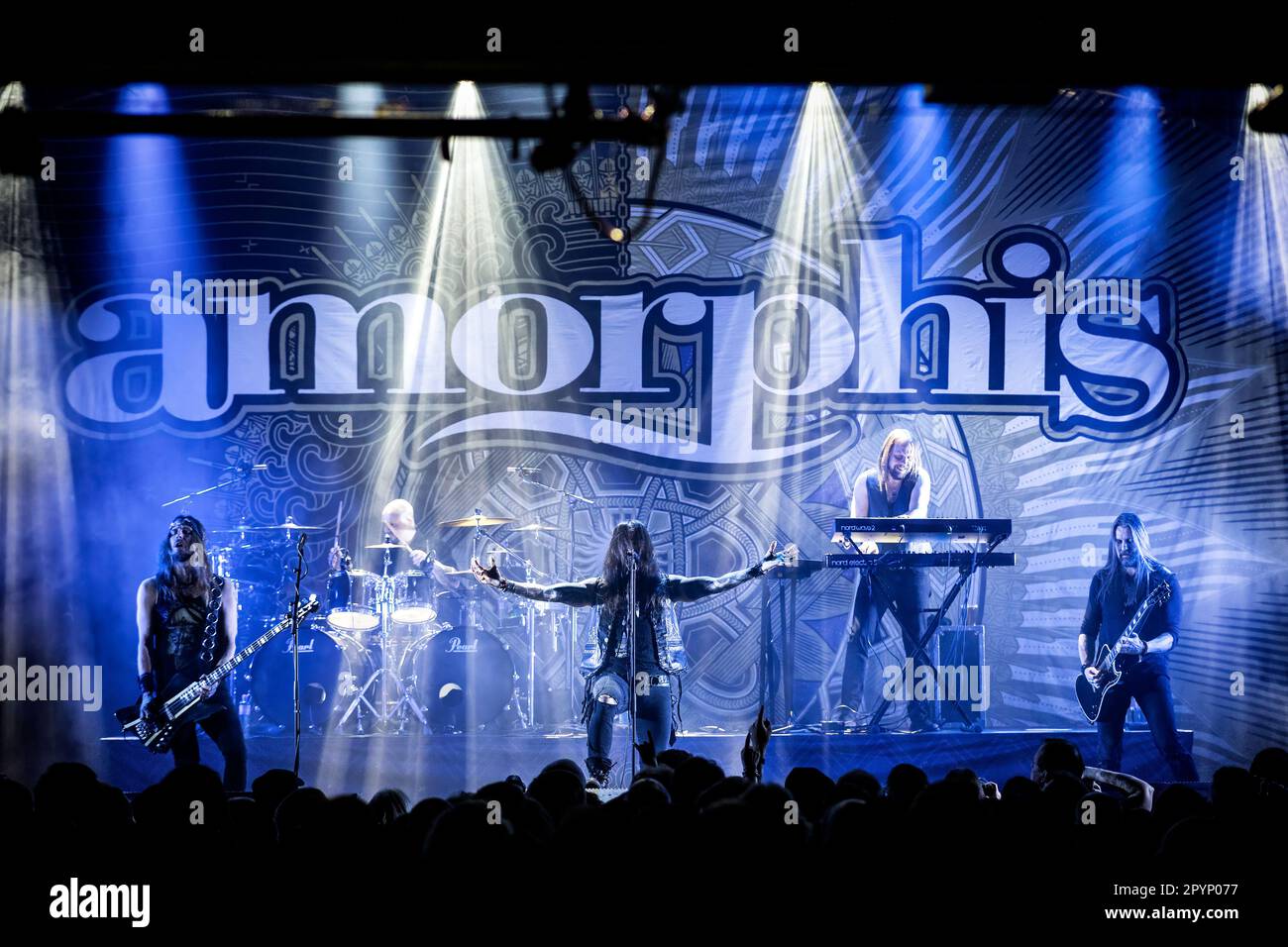 Oslo, Norvège. 07th, avril 2023. Le groupe finlandais de métaux lourds Amorphis donne un concert ...