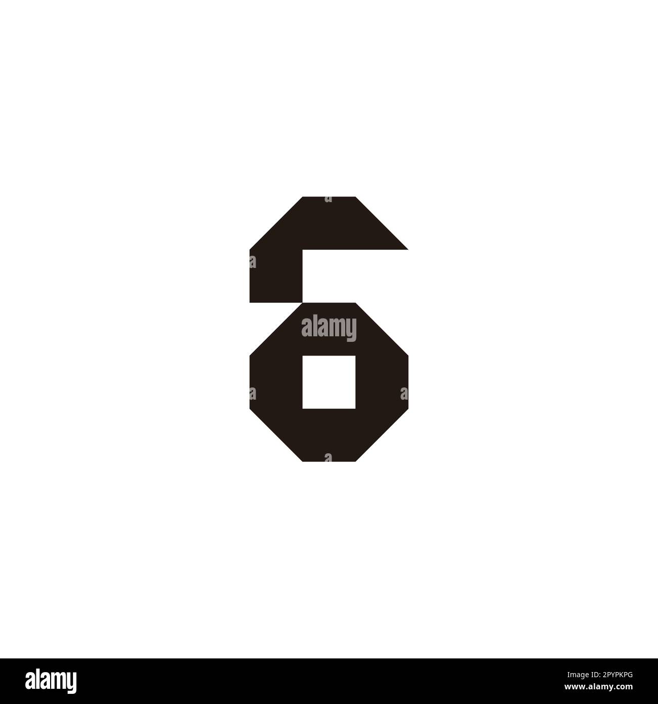 Lettre O numéro 6, symbole géométrique carré logo simple vecteur Image ...