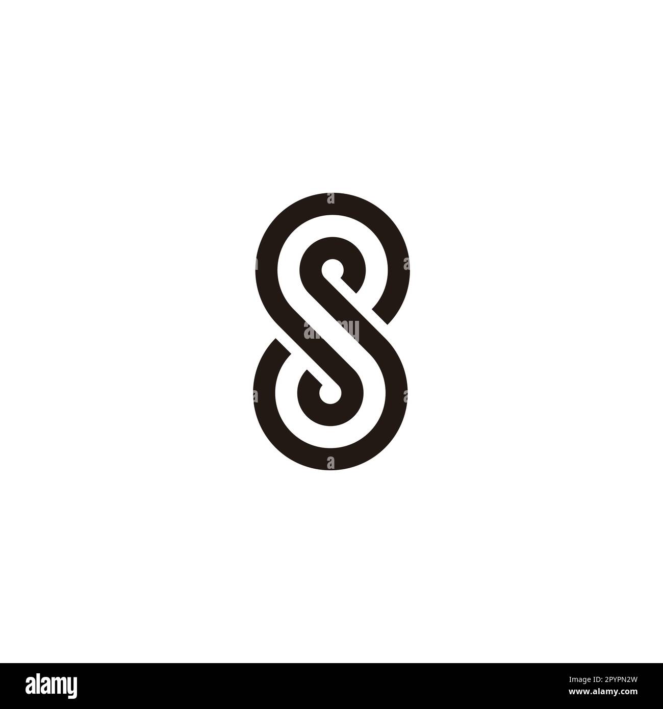 Lettre s ou chiffre 8, double ligne géométrique symbole simple logo ...