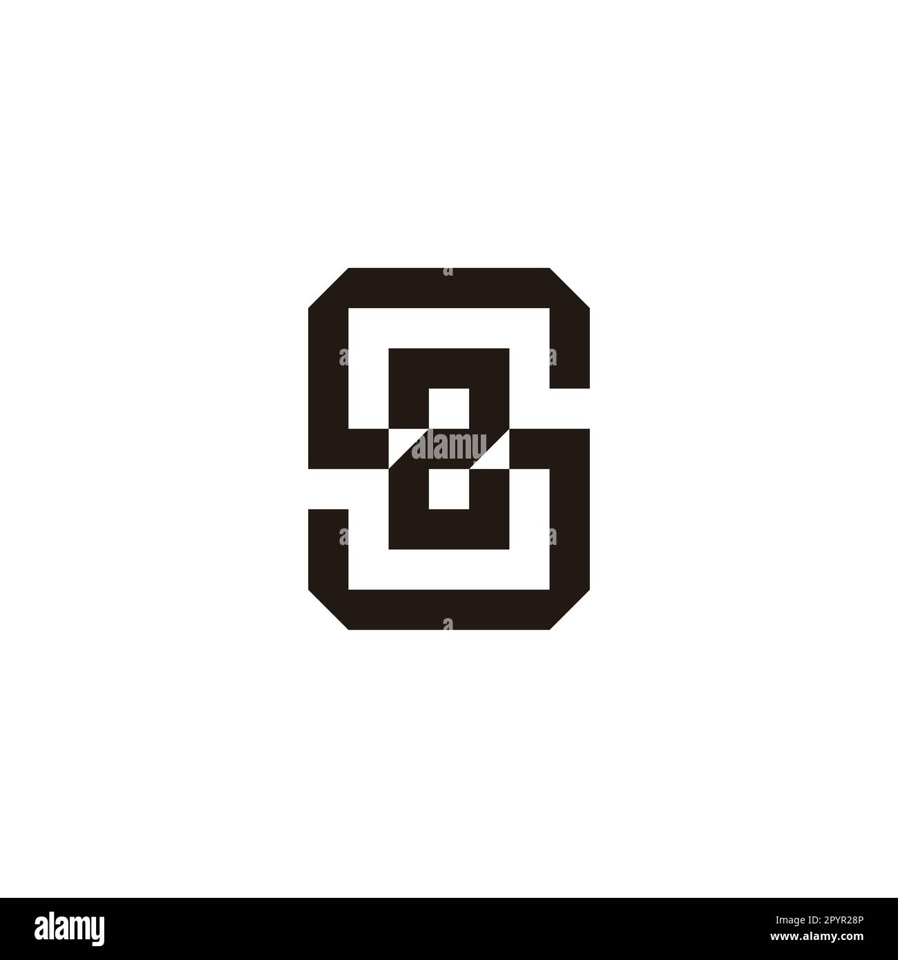 Lettre S, chiffre 2 carré géométrique symbole simple logo vecteur Image ...