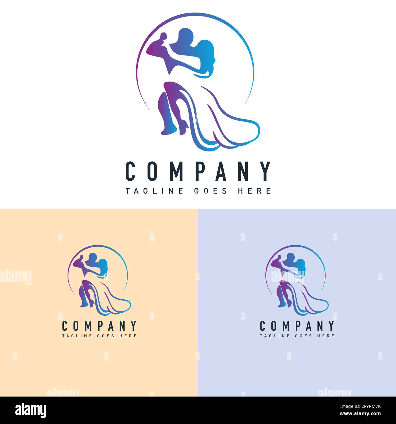 Logo du couple dansant. Modèle de logo de mariage. Couple de newlyweds ...
