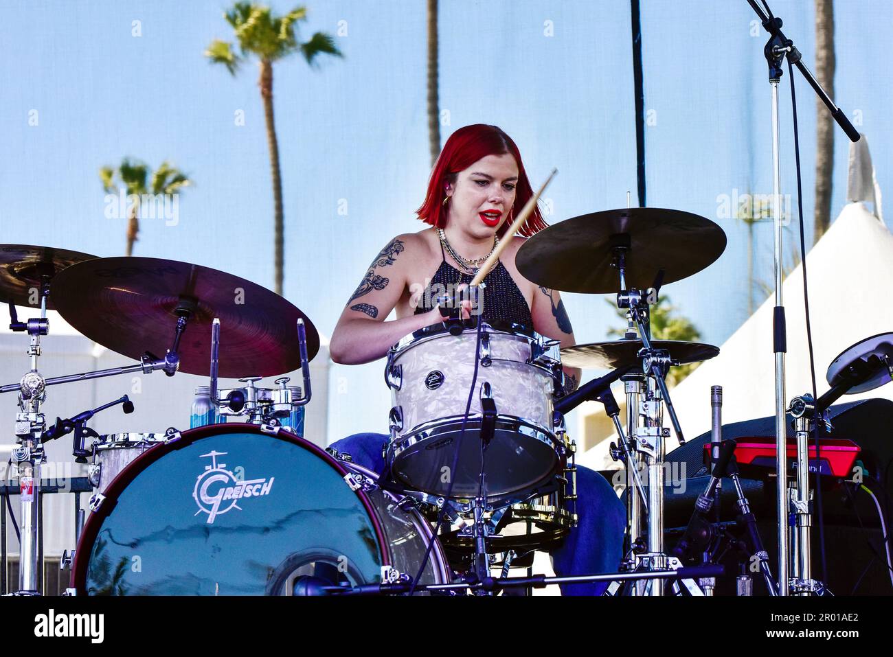 Plage de Redondo, Californie, 5 mai 2023 - le batteur Eliza Enman ...