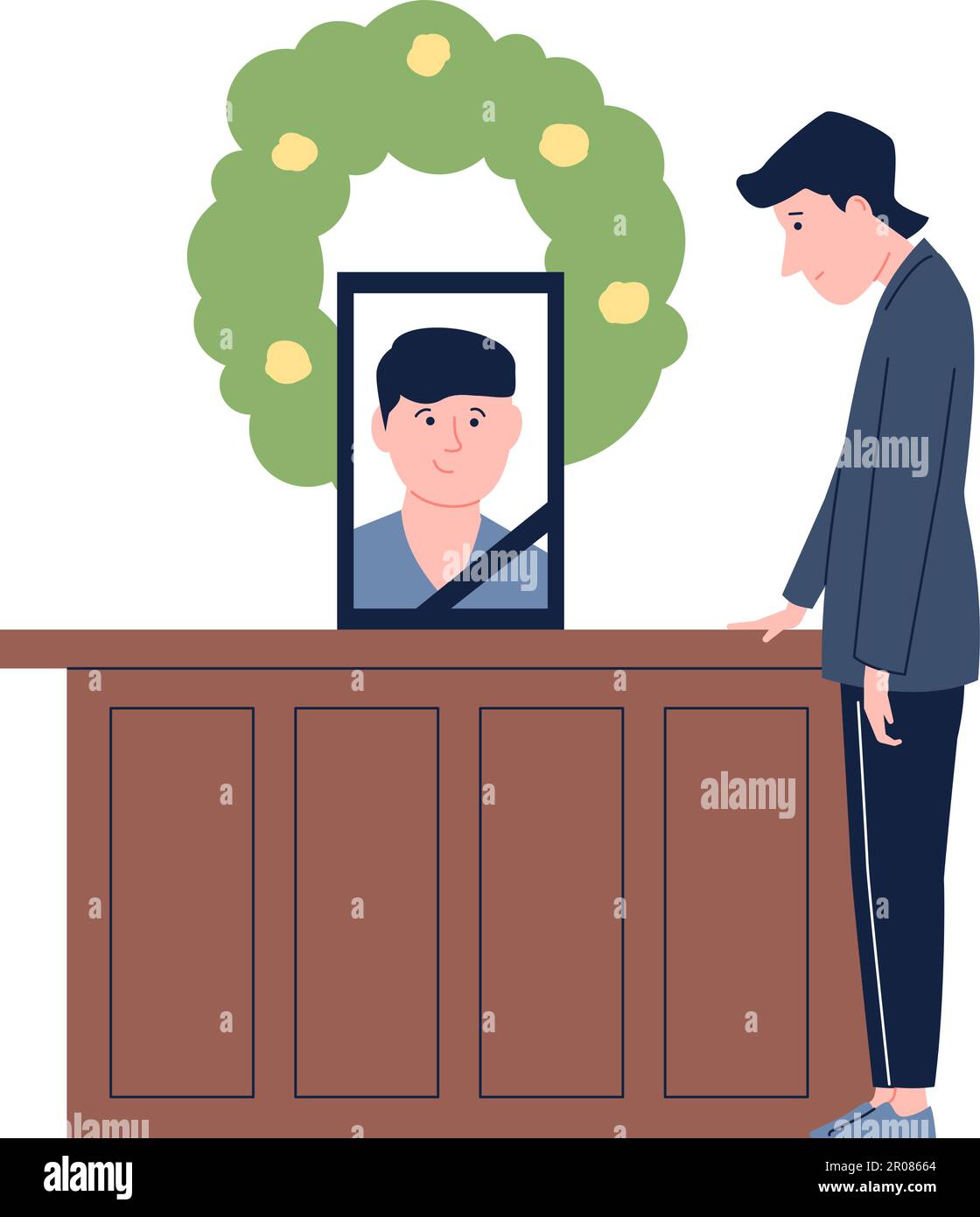 Personne en deuil, homme en deuil et larmes de douleur. Perte d'un ami ...