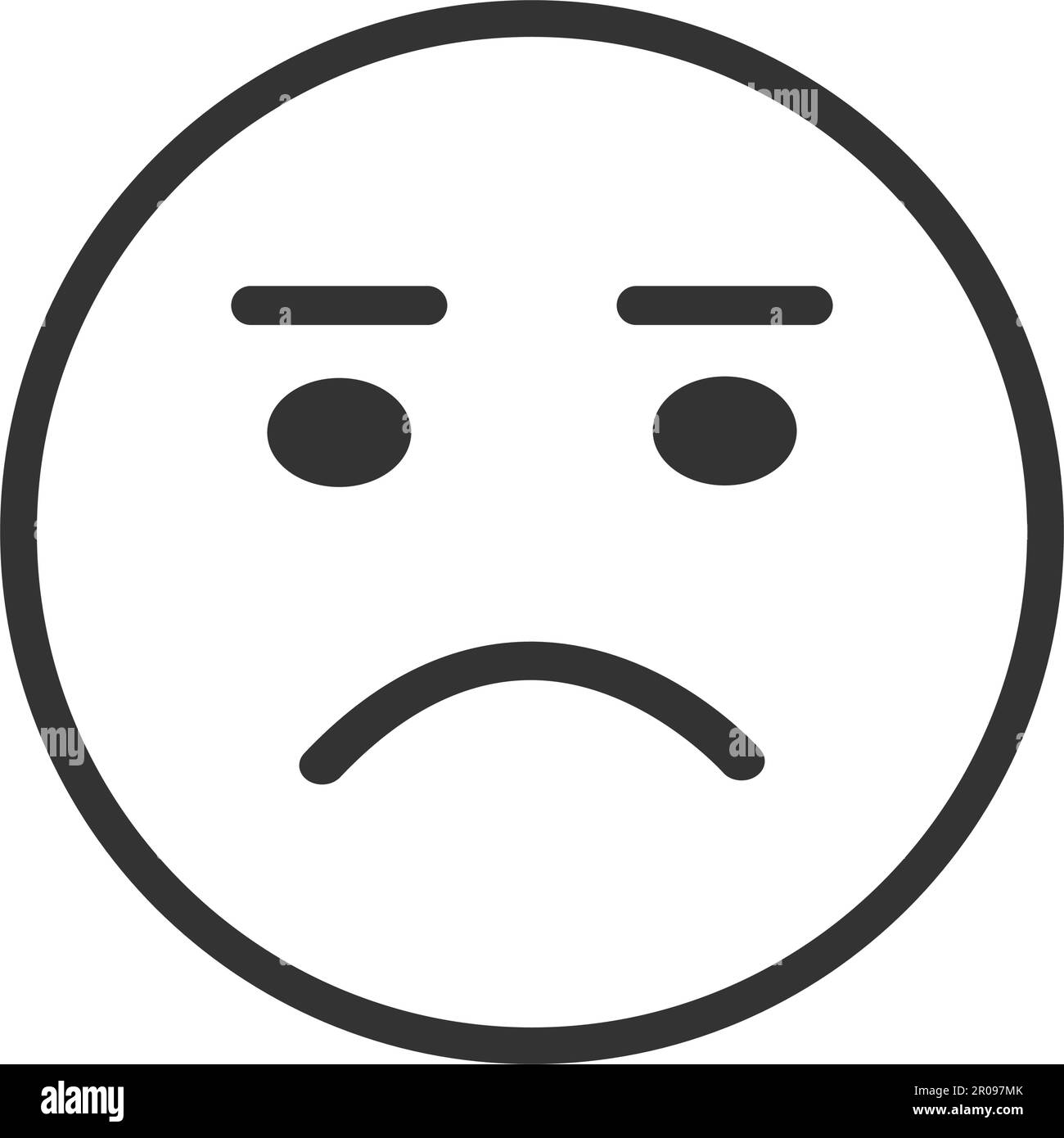 Emoji face avec émotion bouleversée, droive coins de bouche, aspect ...