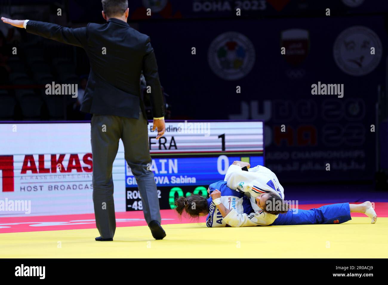 Stade Ali Bin Hamad Al Attiyah, Doha, Qatar. 7th mai 2023. (Haut-bas) Blandine Pont (FRA ...