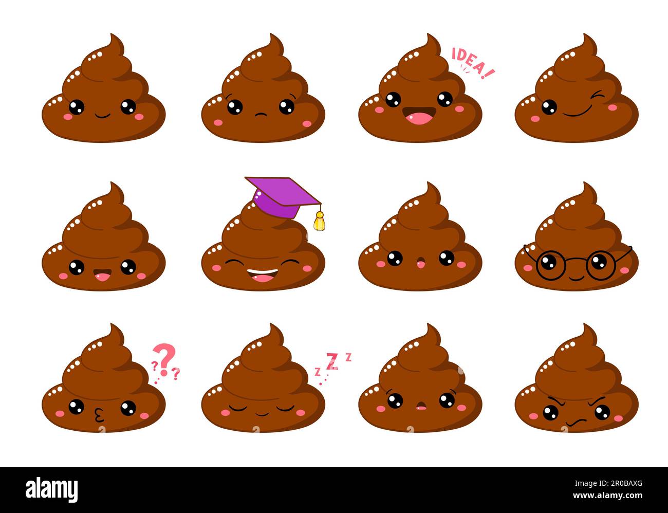Collection de poop drôle mignon avec différentes humeur. Ensemble de ...
