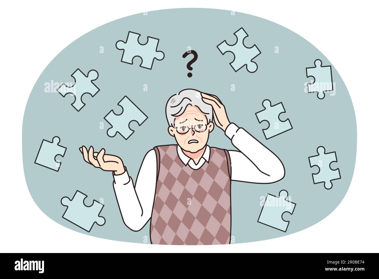 Un vieil homme frustré souffre d'une perte de mémoire de démence. Lutte ...