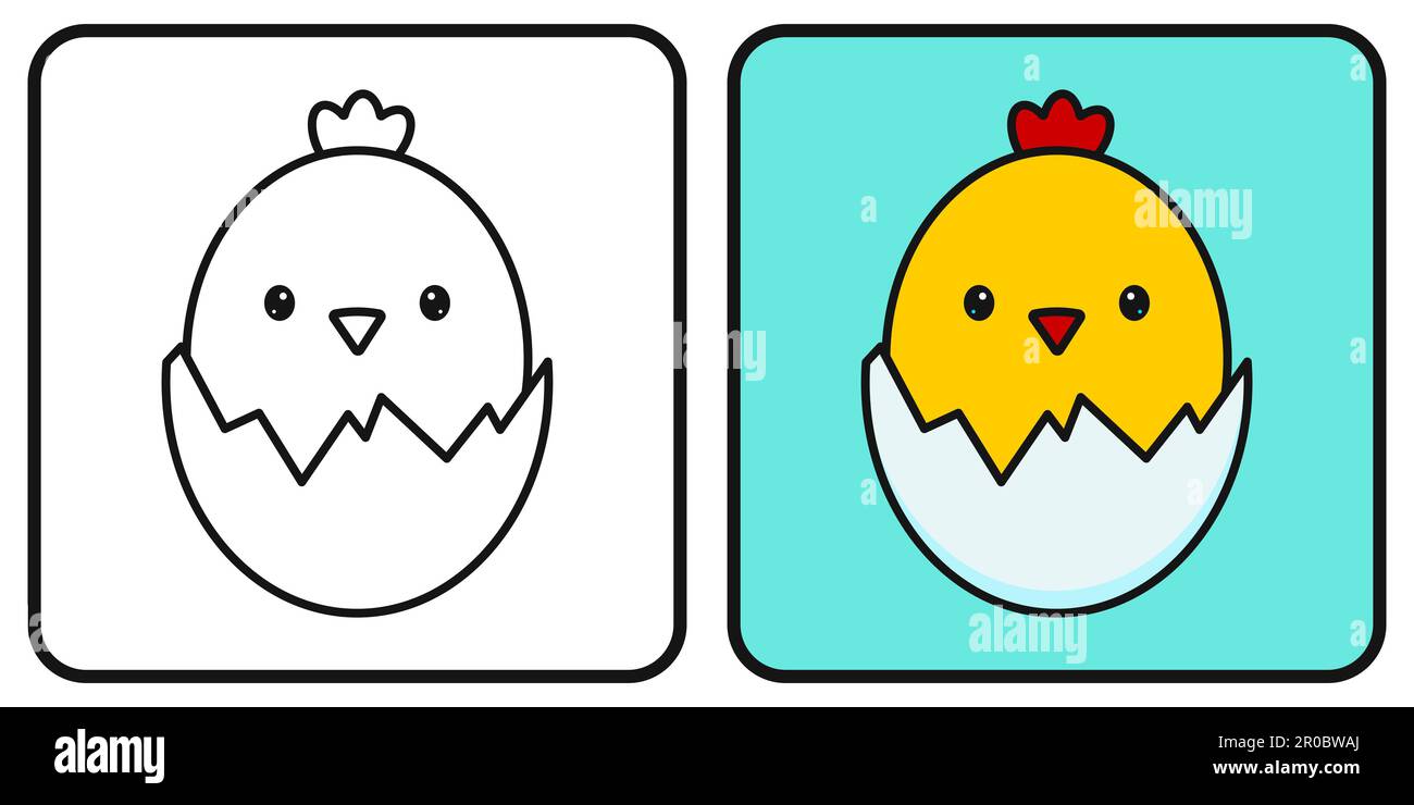 Livre de coloriage pour enfants. Page de coloriage. Un poussin sort d ...