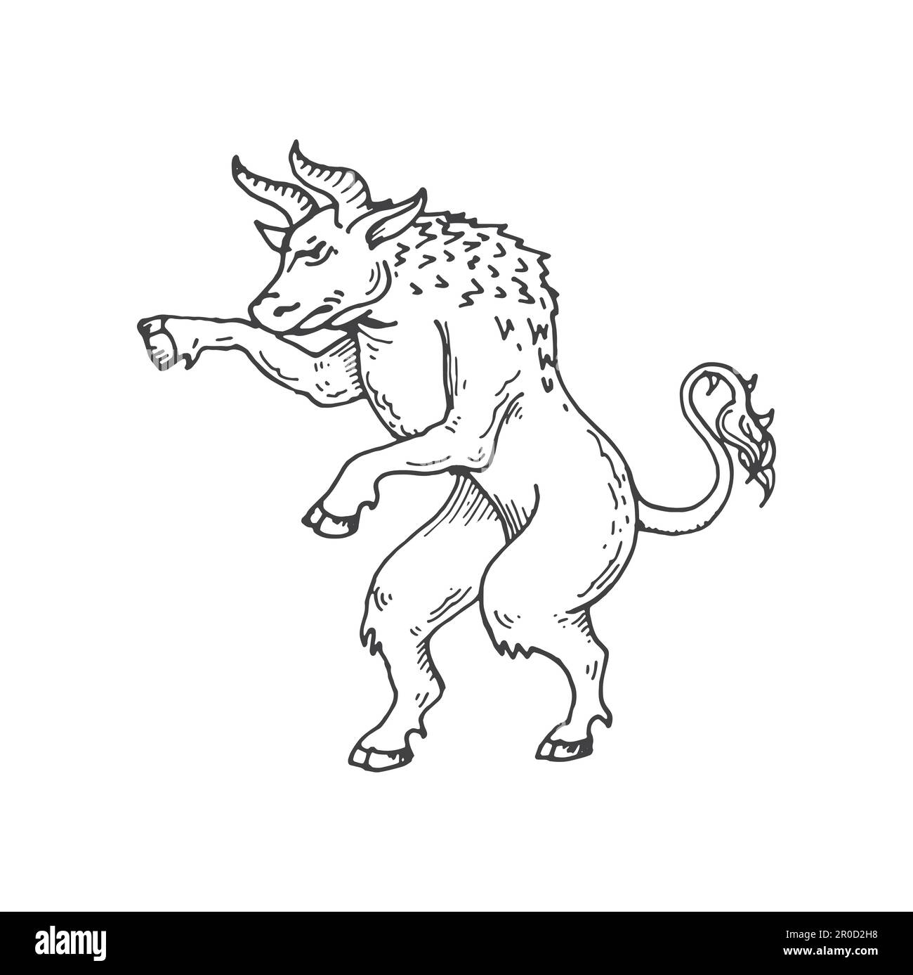 Minotaur animal héraldique médiéval. Créature mythique, fantaisie ...