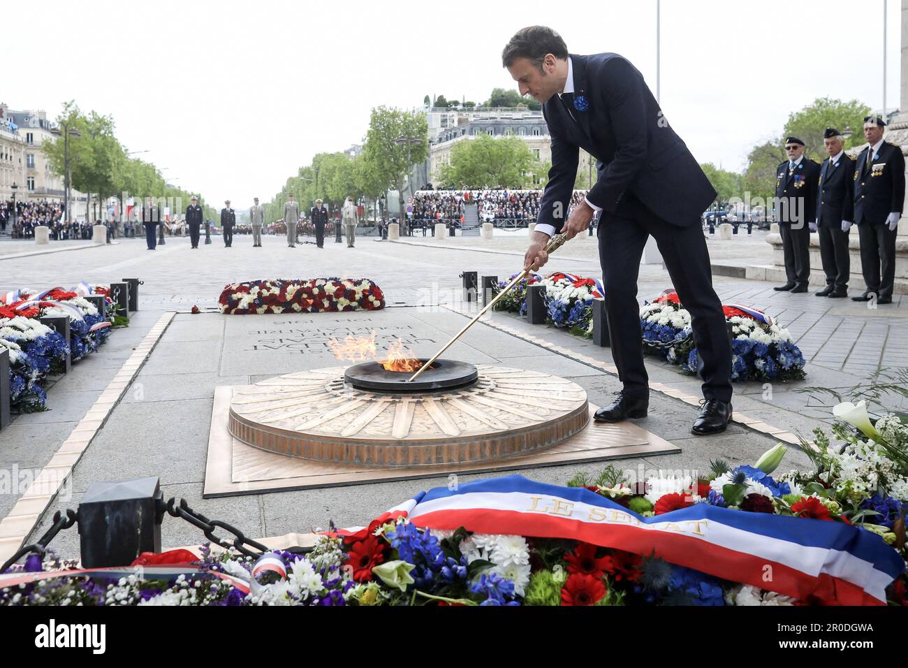 Le président de la république, Emmanuel Macron lors de l'hommage sur la ...